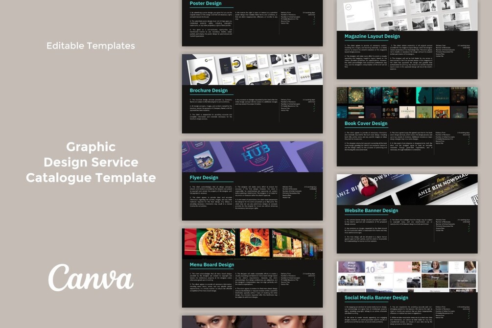 Graphic Design 30+ Service Catalogue Canva Template