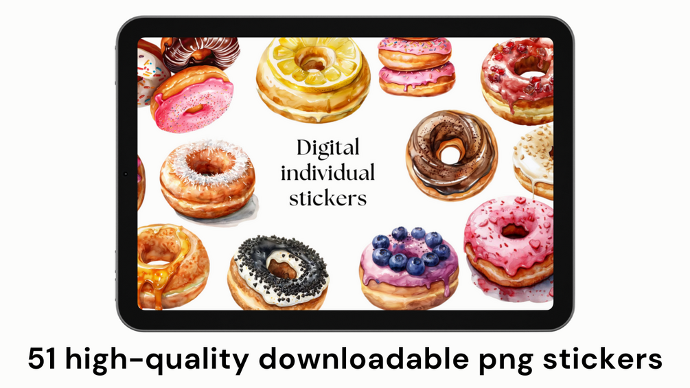51 Watercolor Donuts Clipart Bundle – Cute & Aesthetic PNG Stickers for ...