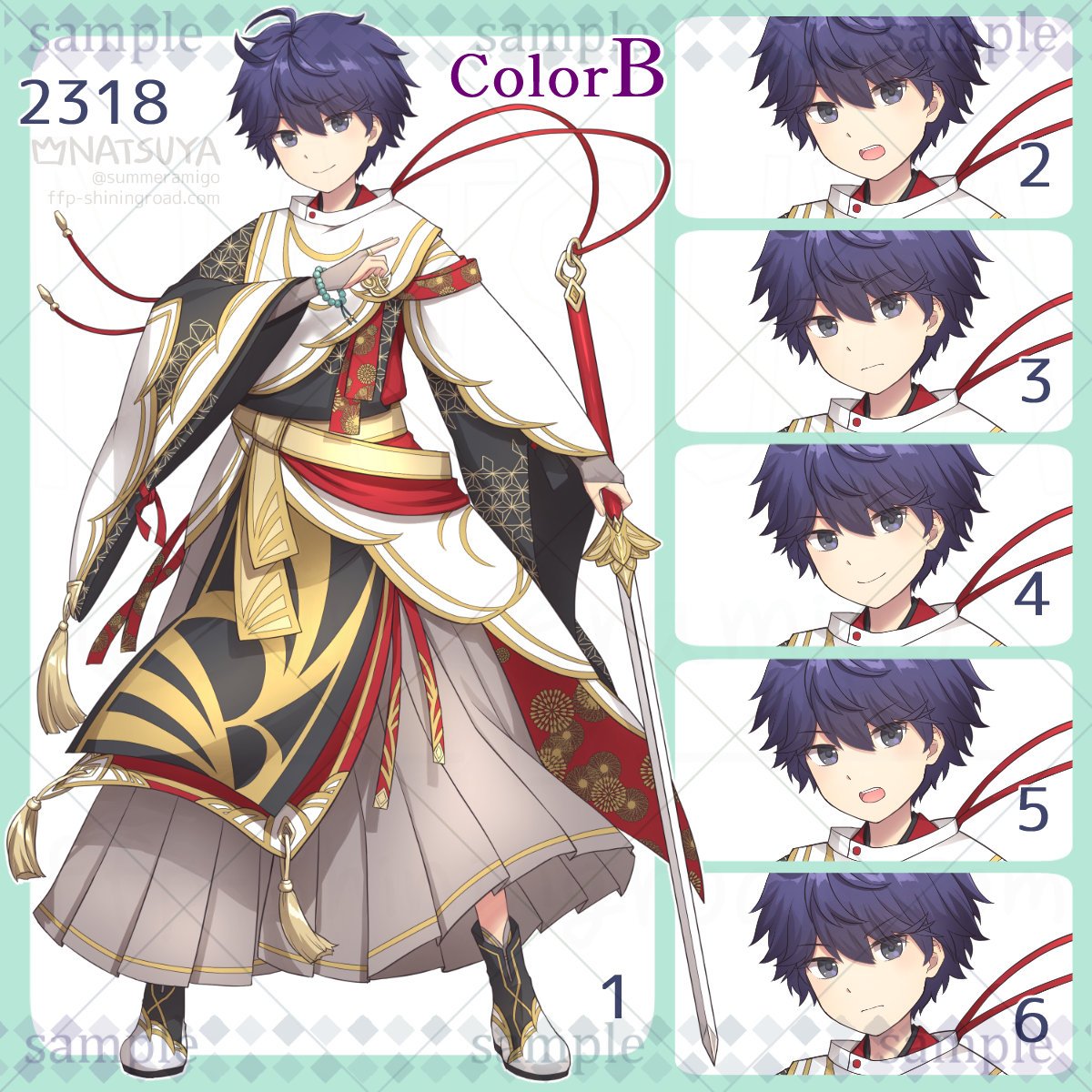 Character Art Pack: 2318-colorA/B - 6 Expressions