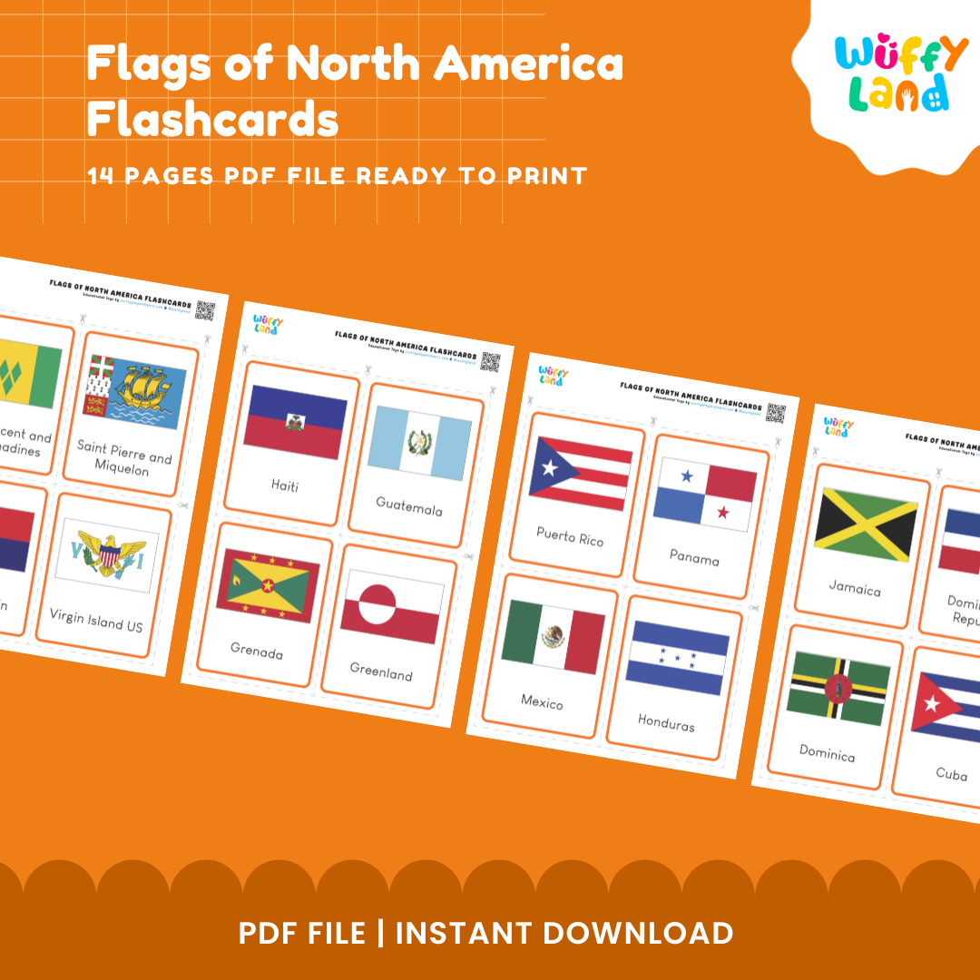 Explore North America: Printable Flags Flashcards for Kids ...