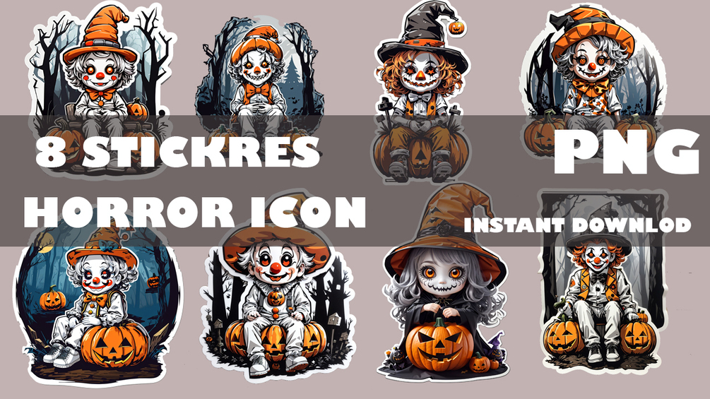 Horror PNG Stickers Bundle - 8 Iconic Horror Designs - Digital ...