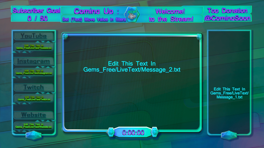 Ready-to-Stream OBS Template - "Gems" Free Demo Version
