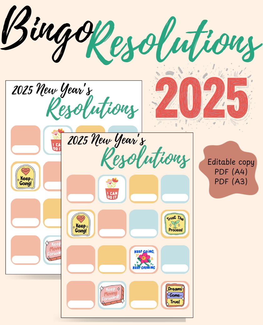 New Year's Resolution Template (Bingo-style)