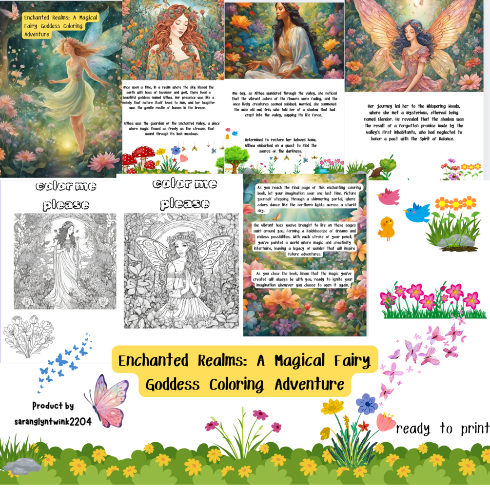 Enchanted Realms: A Magical Fairy Goddess Coloring Adventure