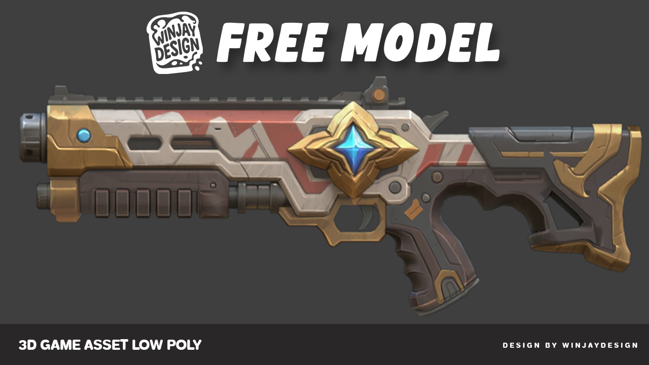 3D Gun Game Asset – Free model Ready for make game : Design by winjaydesign