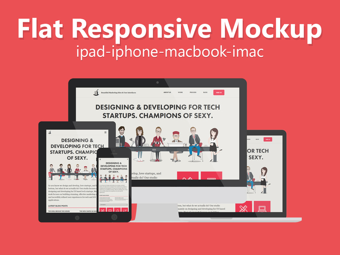 12 Flat Responsive Mockups
