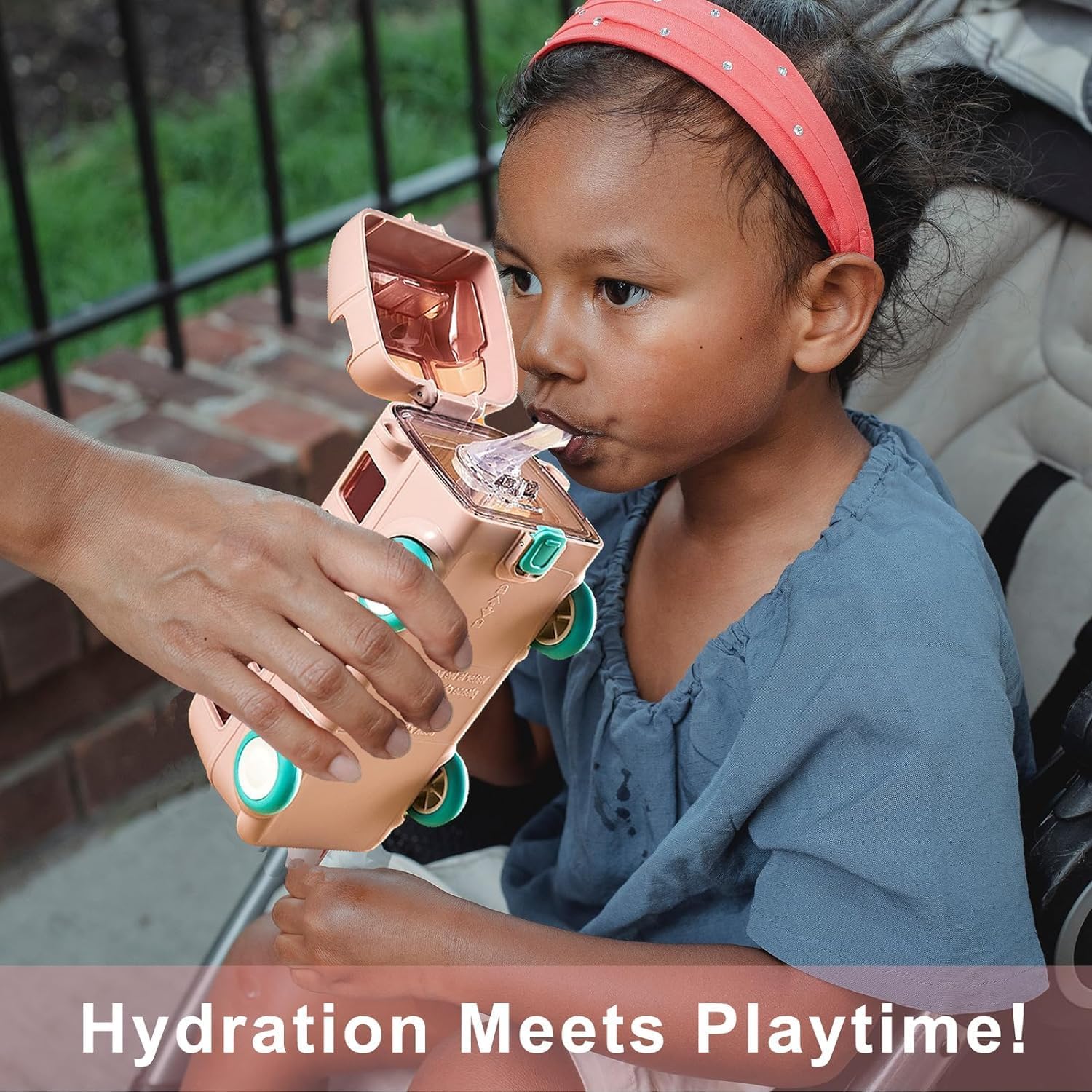 Bus Straw Water Cup, 16oz Summer Cute Bus Water Bottle with Shoulder ...