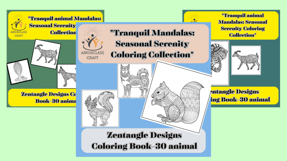 Animal Mandala and Zen tangle Designs Coloring page