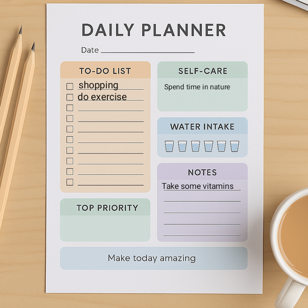 Pastel Daily Planner – Printable To-Do List, Self-Care, Water Tracker ...