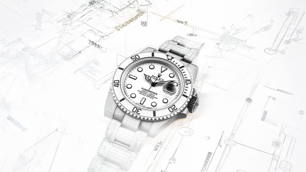 Technical Blueprint Elegance: Rolex Submariner Digital Print