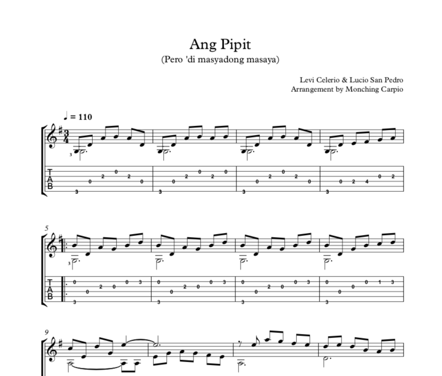 Ang Pipit for Solo Guitar