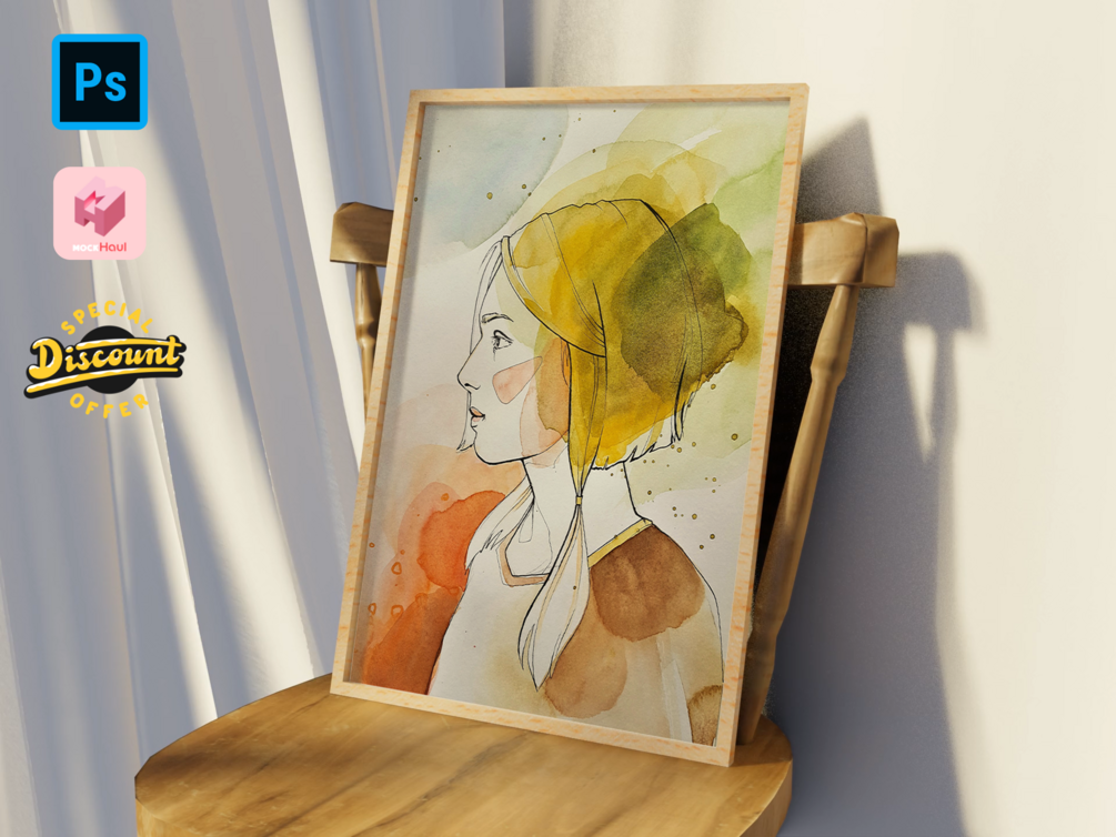 Mockup Digital Art | Wood Frame A4 Wall Art Mockup | Wind Blowing ...