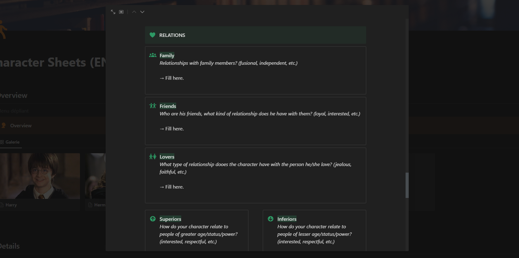 Exhaustive Character Sheets for Writers | Notion Template