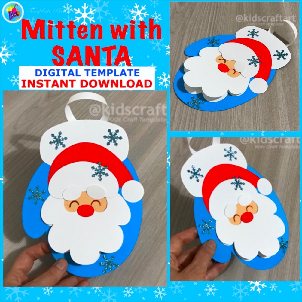 Christmas Mitten Santa Craft Bulletin Board Door Winter Decorations ...