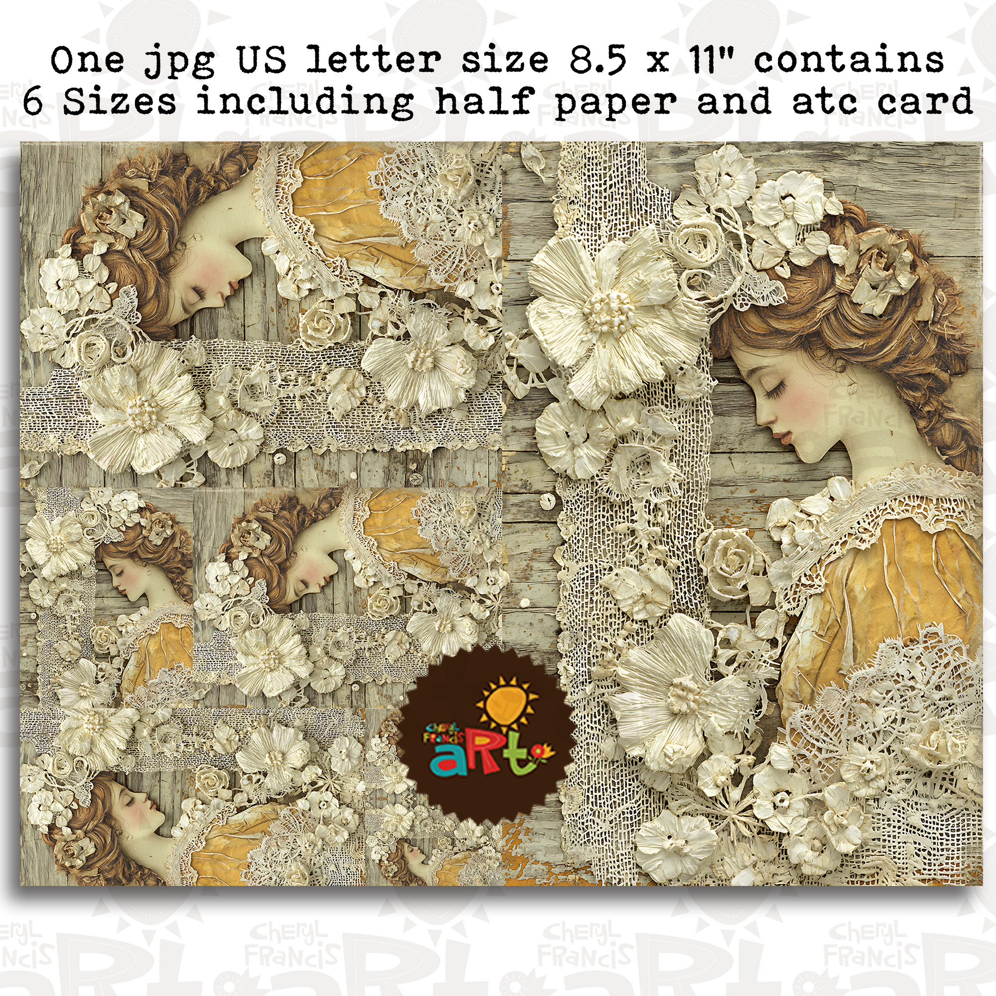 Lady in Yellow with Floral No.102 Printable Junk Journal Half Paper for ...