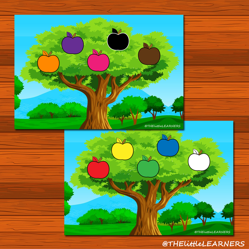 Apple colors matching activity for preschoolers
