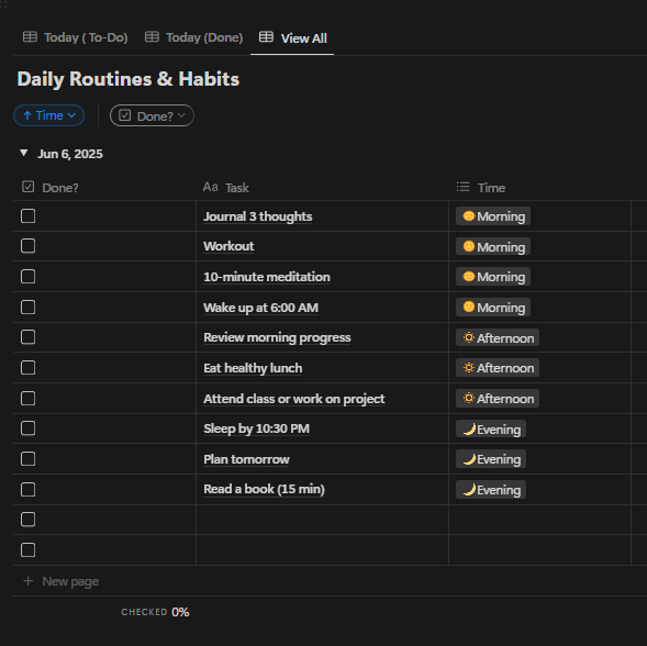 Daily Routine Launcher - Productivity & Habit Tracker Template