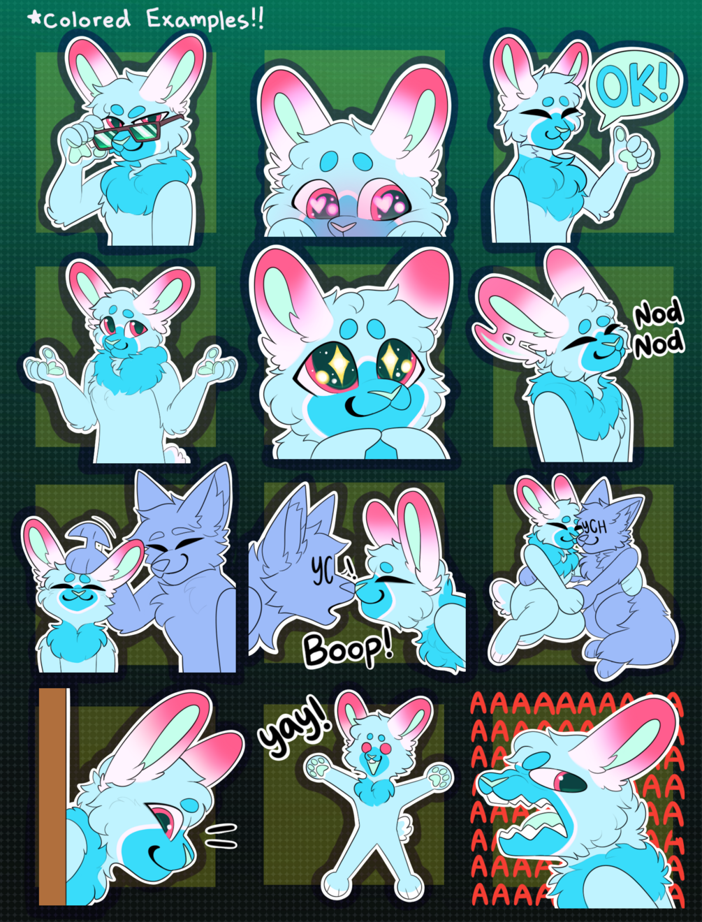 Digital Bunny Furry Emote/Sticker Bases (Pack 2)