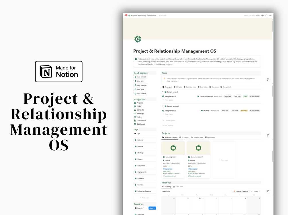 Project & Relationship Management OS - Notion template