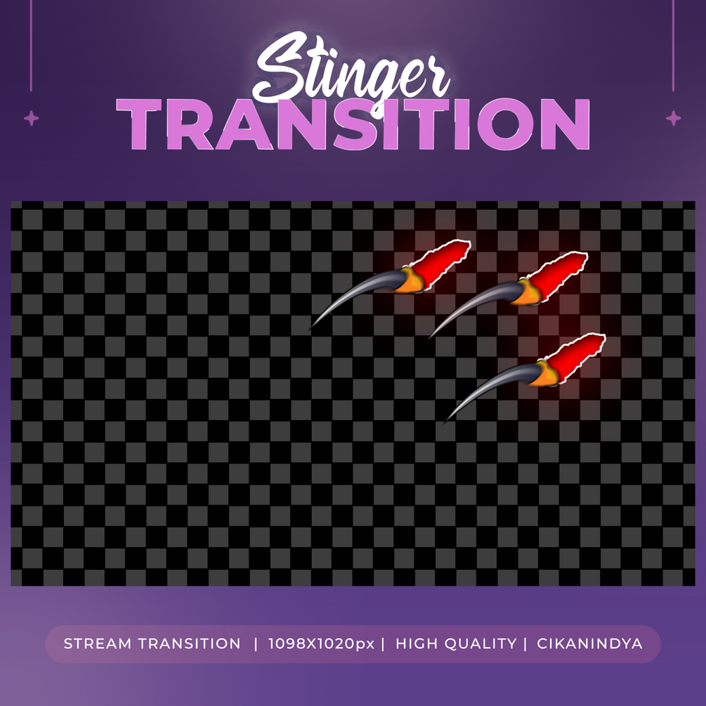 Animated Stinger Transition Crimson Claw | Sharp & Fiery Overlay for ...