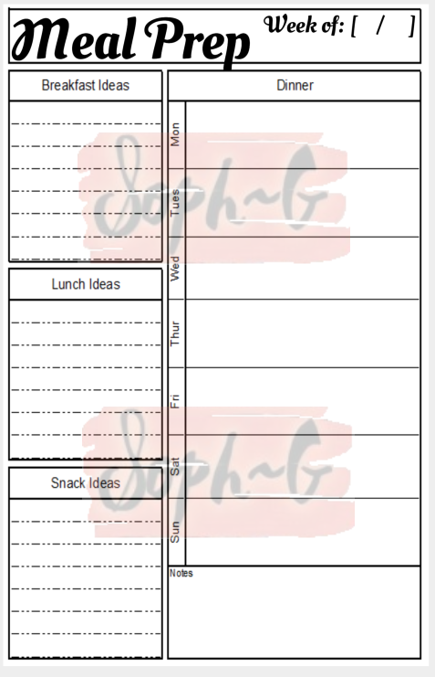 Fillable Meal Plan Log