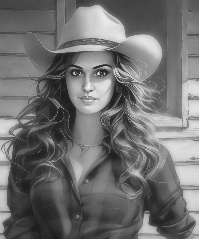 Rustic Elegance: Western Beauty in Monochrome