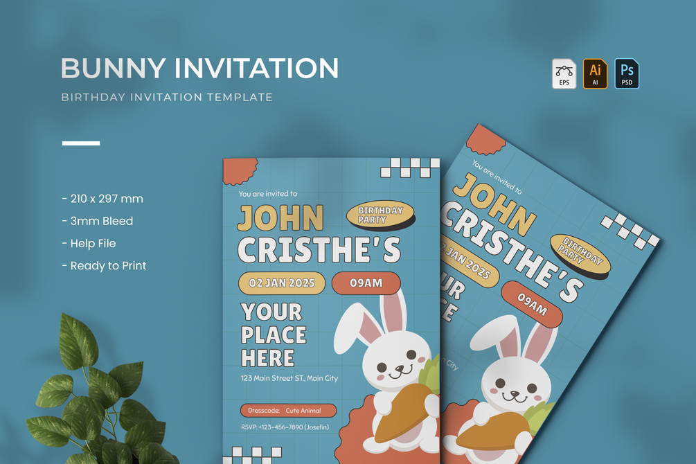 Bunny - Birthday Invitation