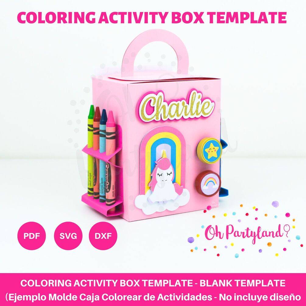 Activity box template for crayons and stampers - SVG, DXF and PDF ...
