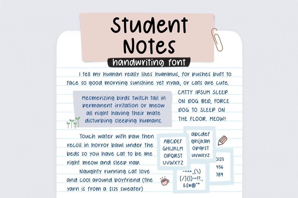 Student Notes handwriting font otf ttf