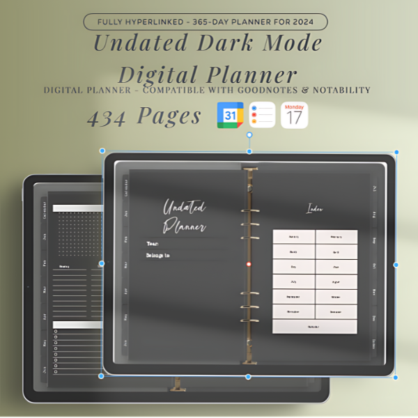 Undated Dark Mode Digital Planner