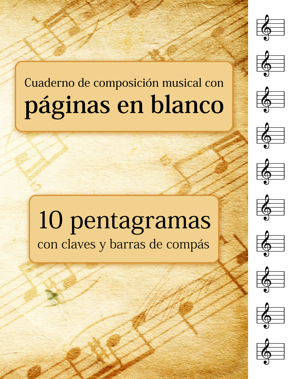 Cuaderno de composición musical con páginas en blanco - 10 pentagramas ...