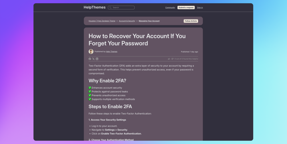 Free Zendesk Theme | Houston