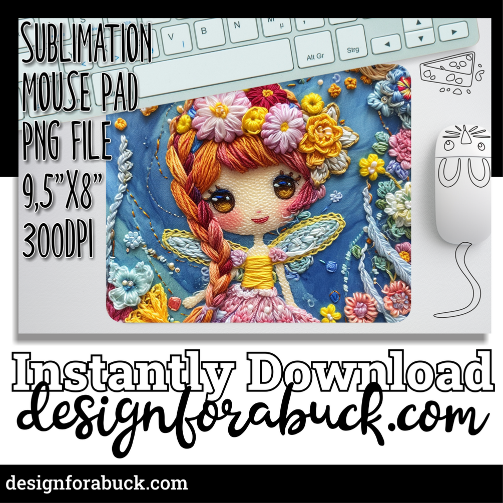 Ethereal Enchanted Dreamland - Sublimation Mouse Pad PNG Template showcasing Crochet Princess