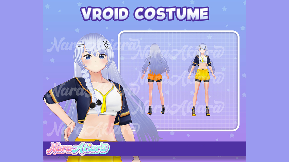 Show Your Style with 3D Vroid Clothes Dark Blue Semi Leather Crop Top ...