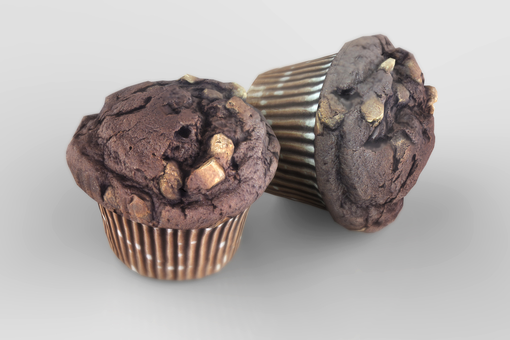 Choclate muffin Low & Hight Poly. For real-time and pre-computed