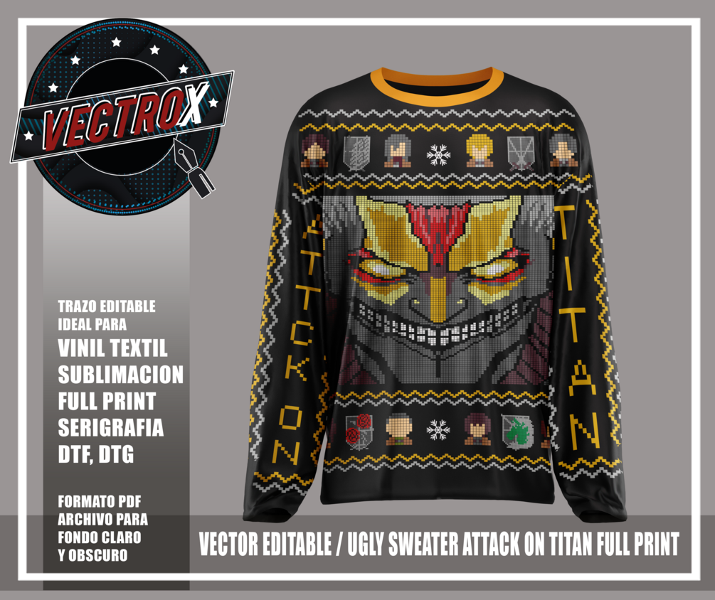 Vector Editable - Ugly Sweater Attack On Titan