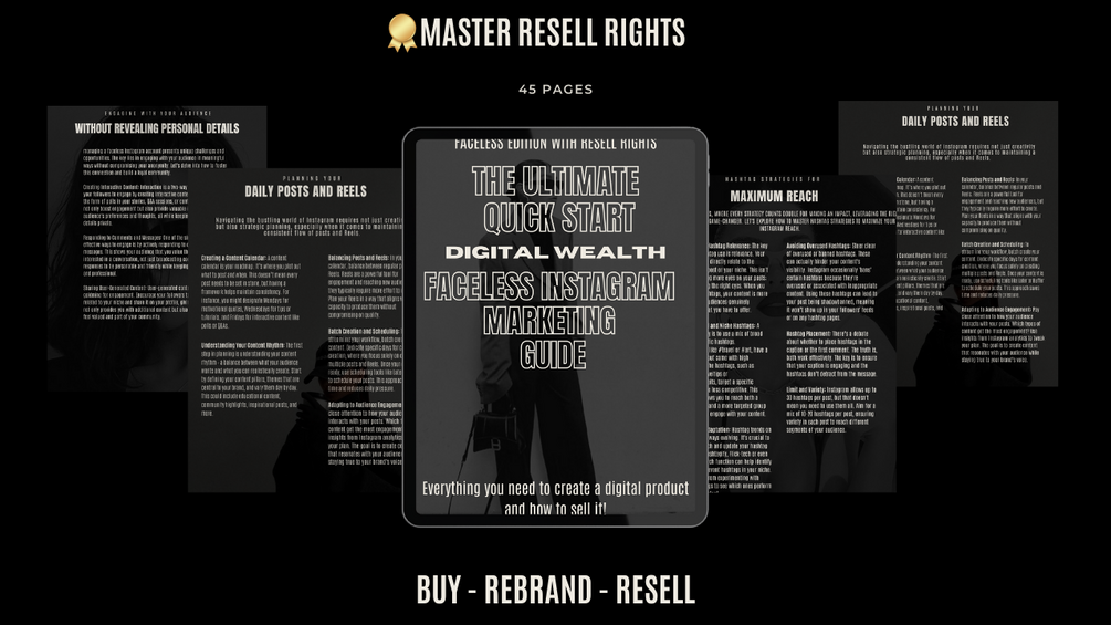 THE ULTIMATE QUICK START DIGITAL WEALTH FACELESS INSTAGRAM MARKETING GUIDE