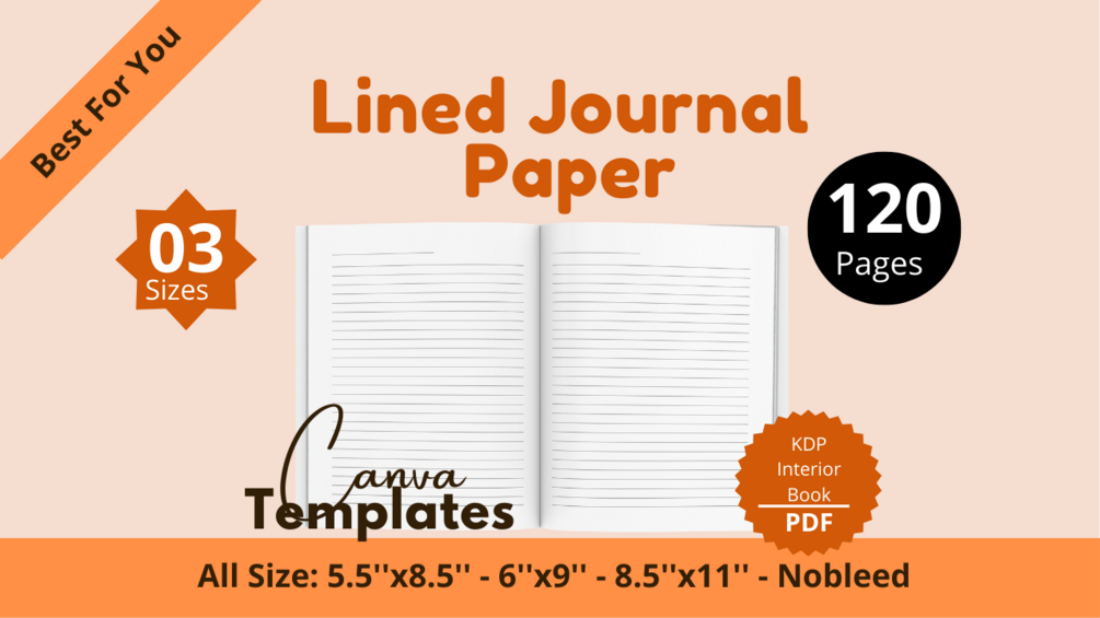 Amazon KDP Interiors| Printable Lined Journal Paper 5.5''x8.5'' - 6''x9 ...