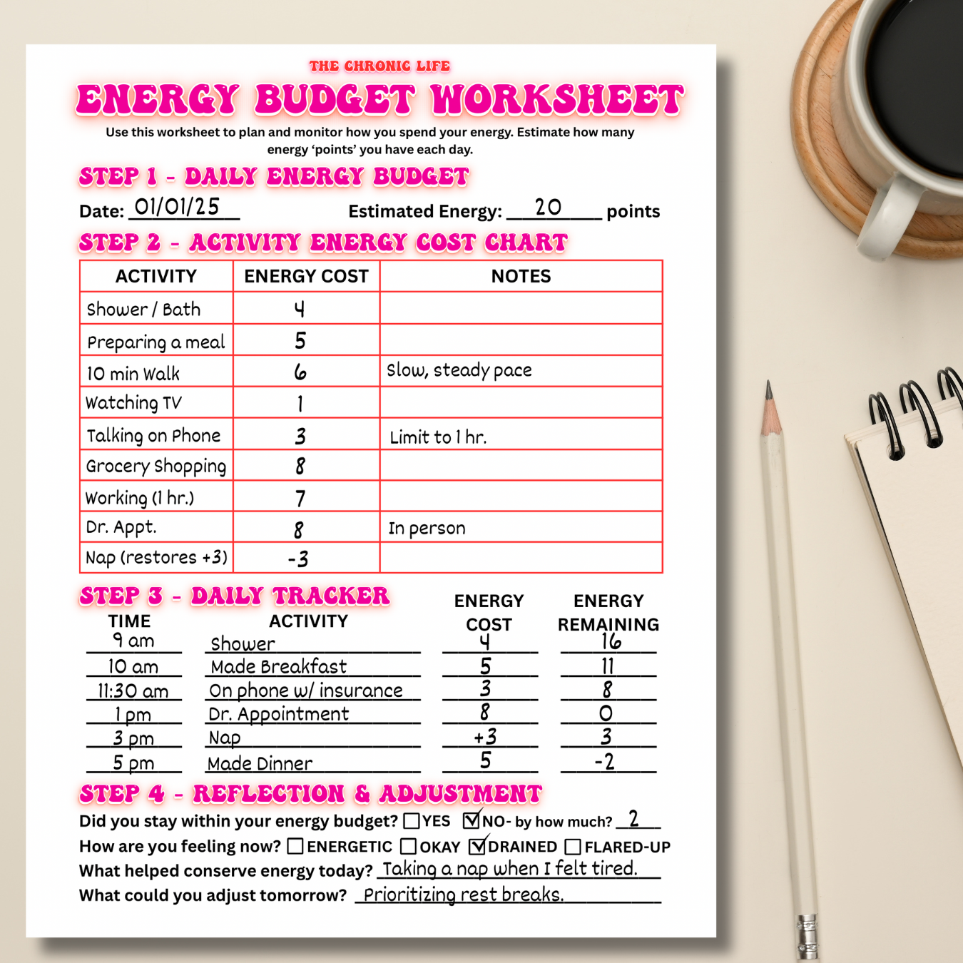 Energy Budget Worksheet