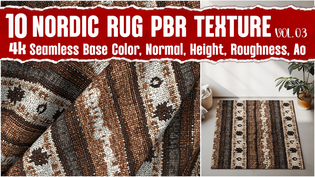 10 Nomadic Rug VOL.03 | 4K Seamless PNG PBR Textures