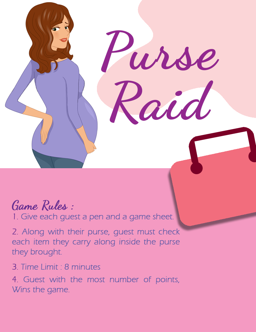 Purse Raid Printable Baby Shower Game