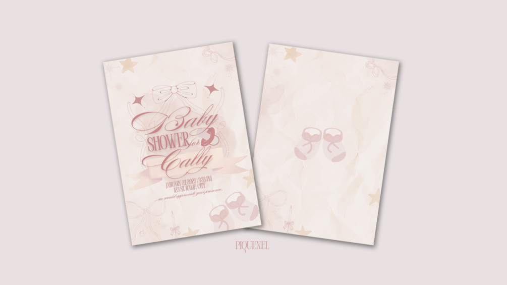 Editable Baby Shower Invitation - Coquette Baby Girl Shower
