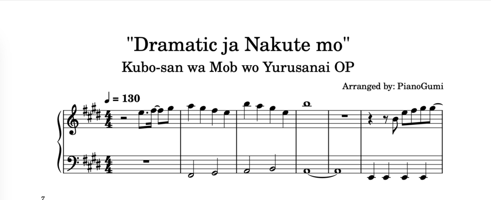 Kubo-san wa Mob wo Yurusanai OP - "Dramatic ja Nakute mo" - EASY Piano ...