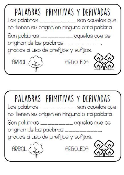 Palabras primitivas y derivadas