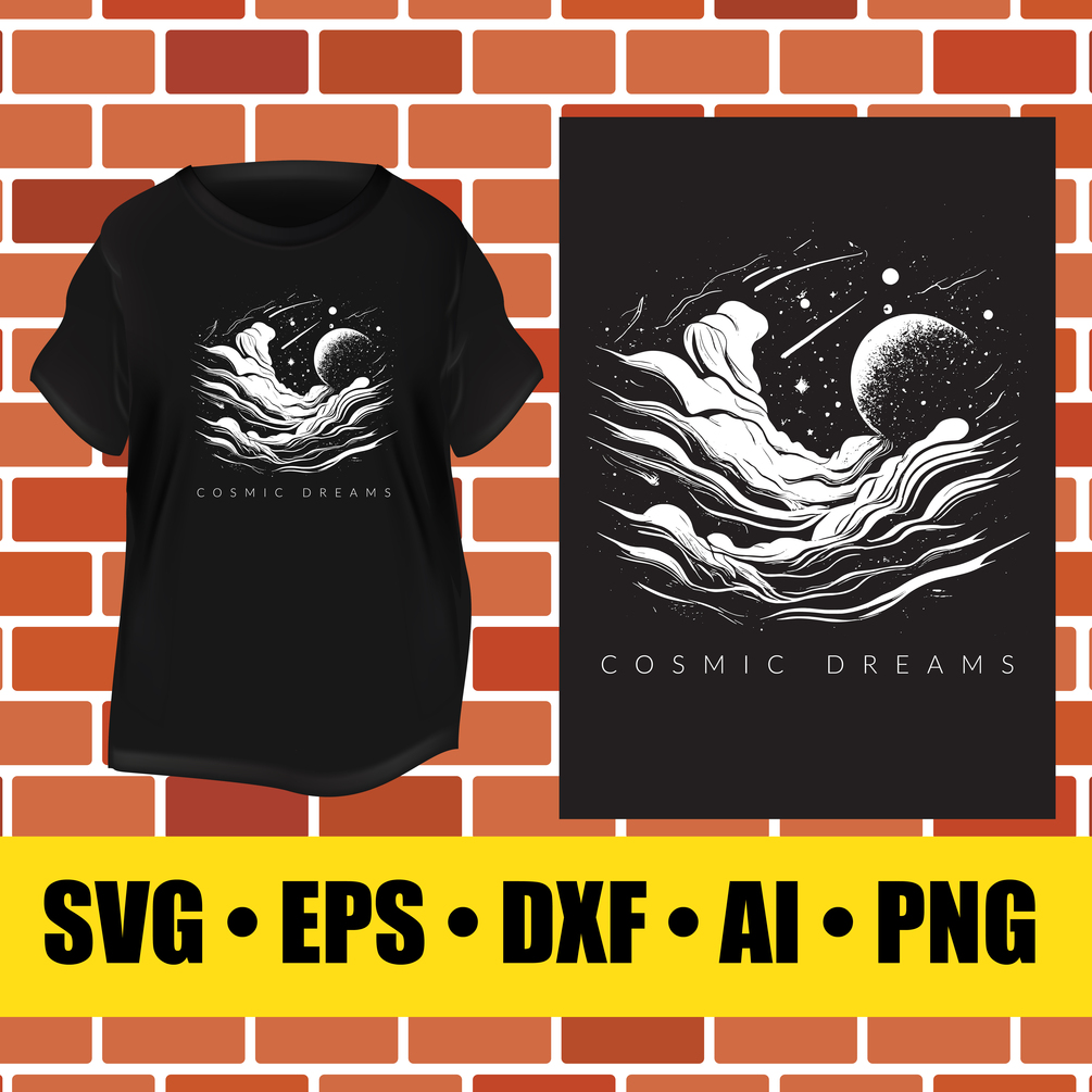 EDITABLE COSMIC DREAMS T-shirt Design vector templates transfers image ...