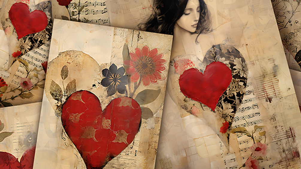 16 pc Decorated Loving Heart Collage Printable Valentine Junk Journal ...