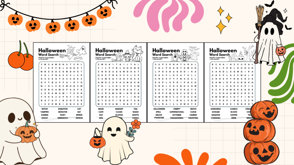 Halloween Word Search Worksheets with answer