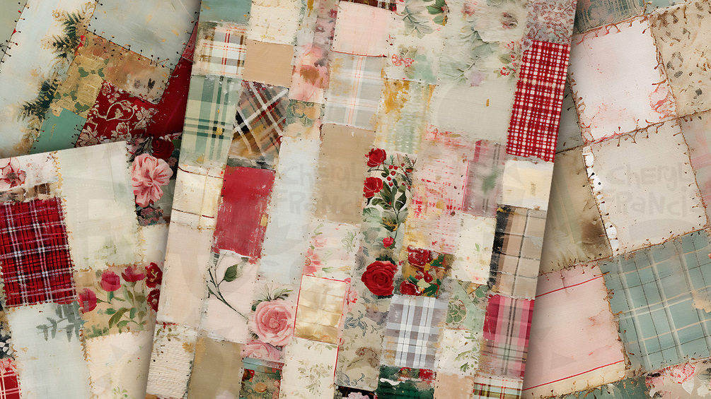 18 pc Christmas Scrap Patchwork B Collage Printable Junk Journal Half Papers for Book Making ...