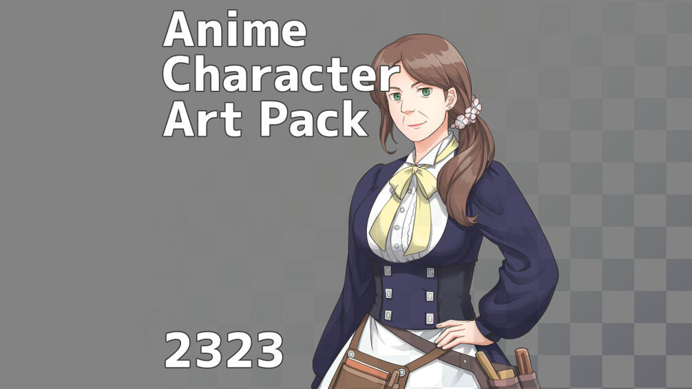Anime Character Art Pack: 2323 - 6 Expressions | Image: Woman, middle ...
