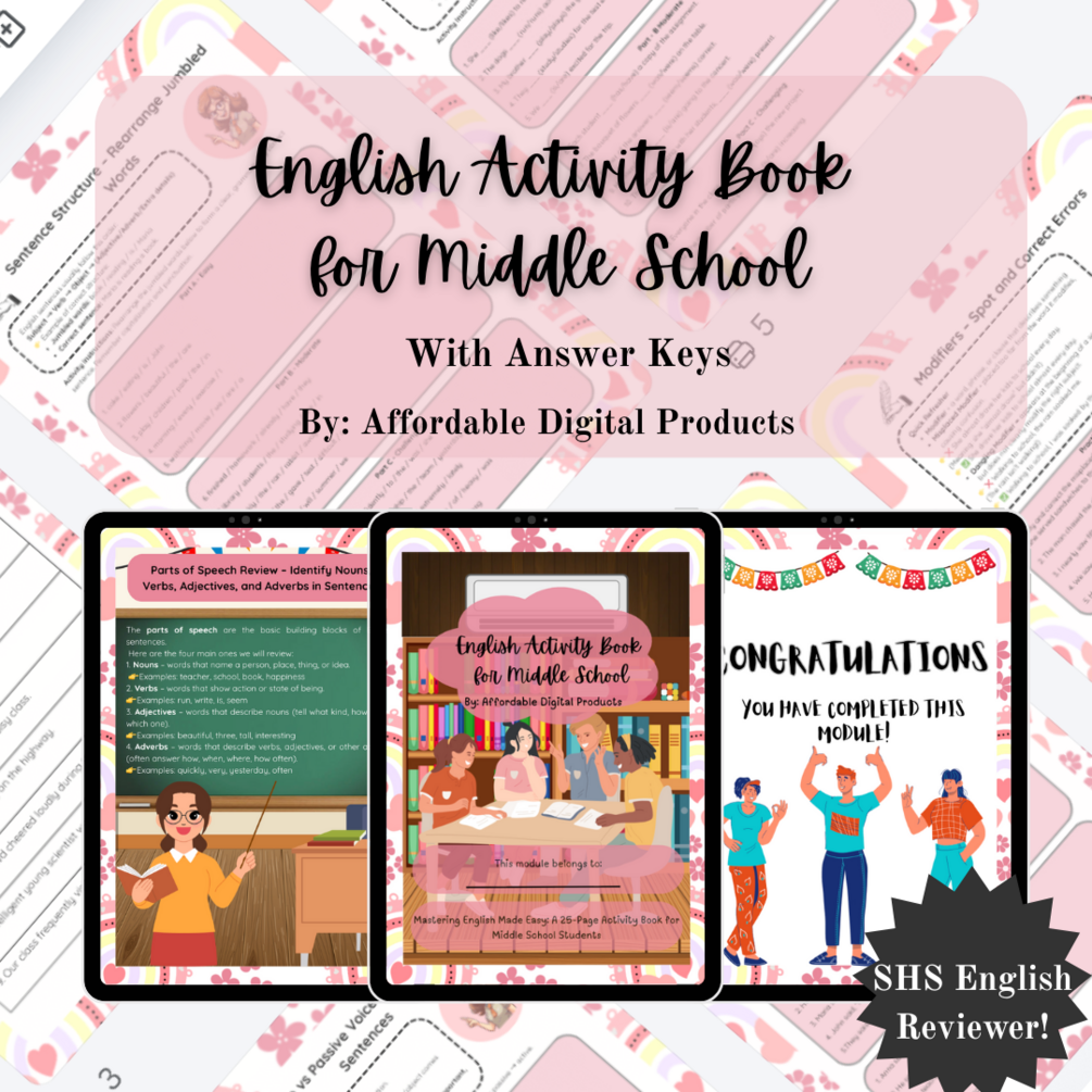 English Activity Book for Middle Schoolers With Answer Keys
